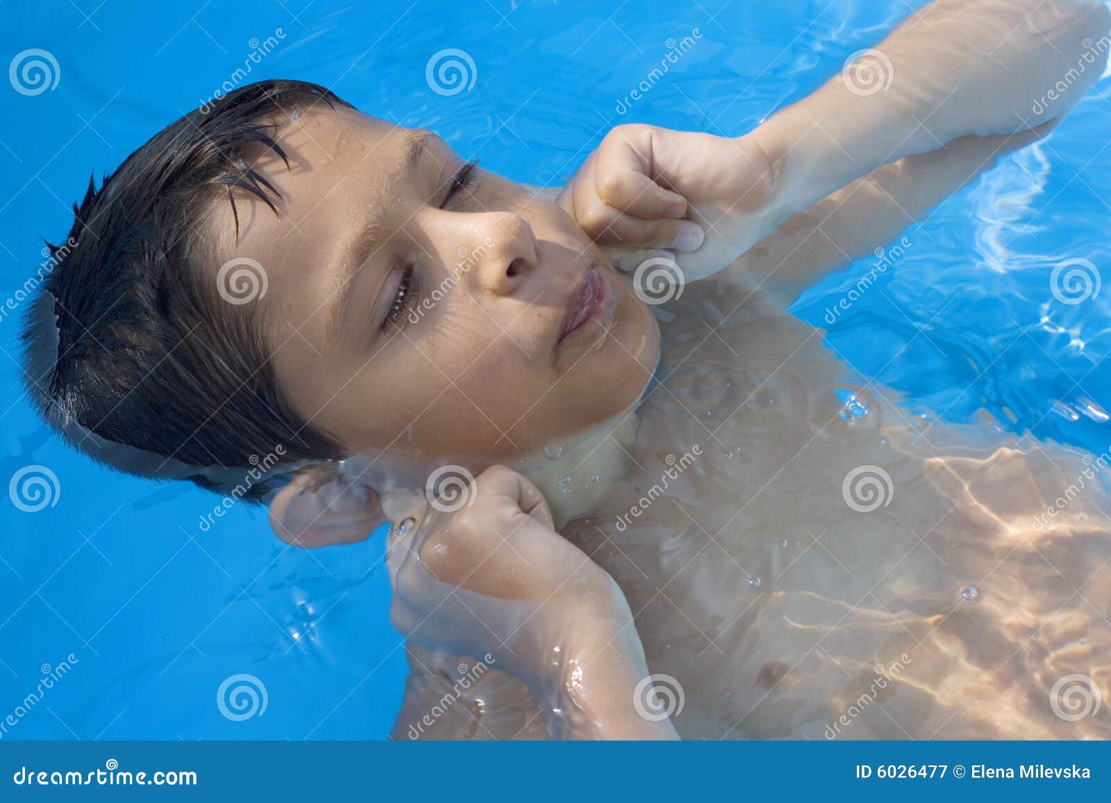 Cute young boy in pool stock image. Image of smile, little - 6026477