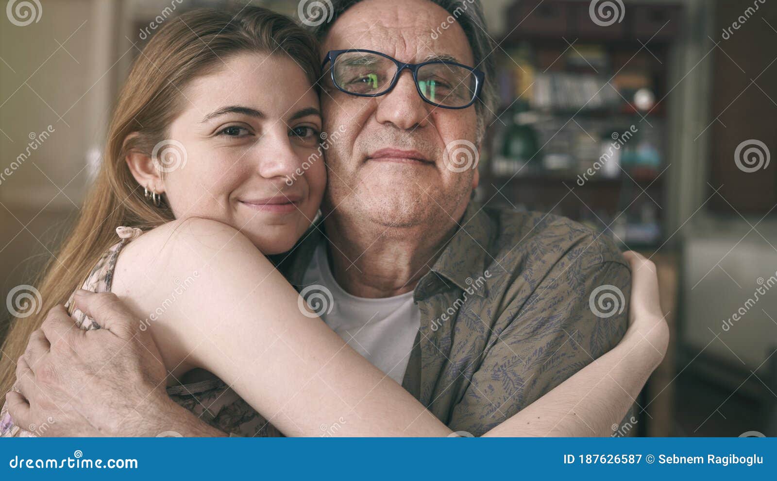Cute Young Daughter Embracing Her Father With Love Stock Image Image