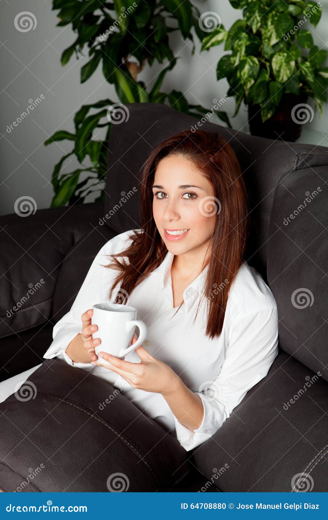 Cute Young Drinking a Hot Cup of Tea at Home Stock Photo - Image of ...