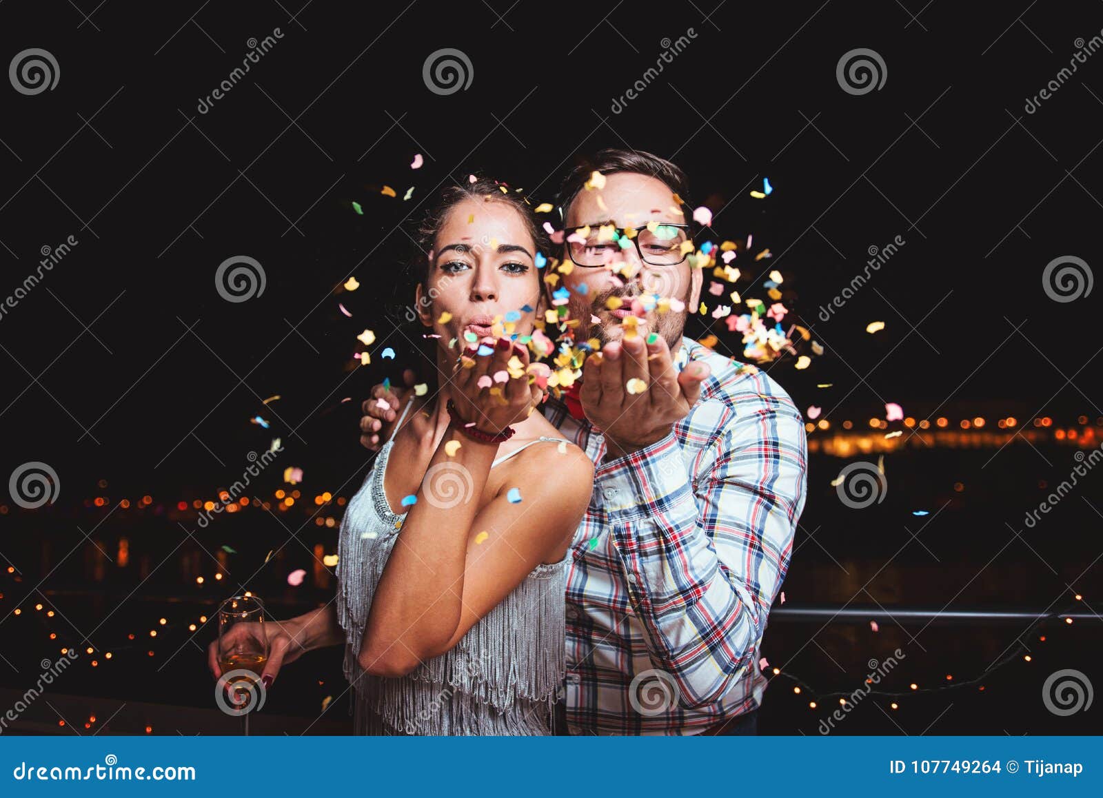 Cute, Young, Elegant Couple Having Fun, Celebrating Stock Photo - Image ...
