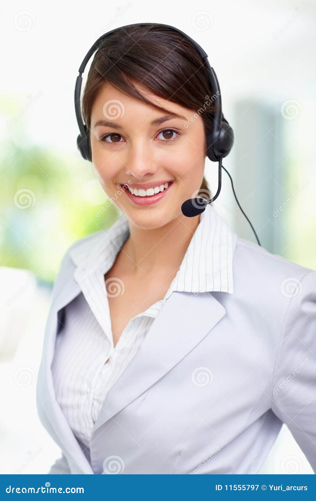 Cute Young Female Call Centre Employee Smiling Stock Image - Image of ...