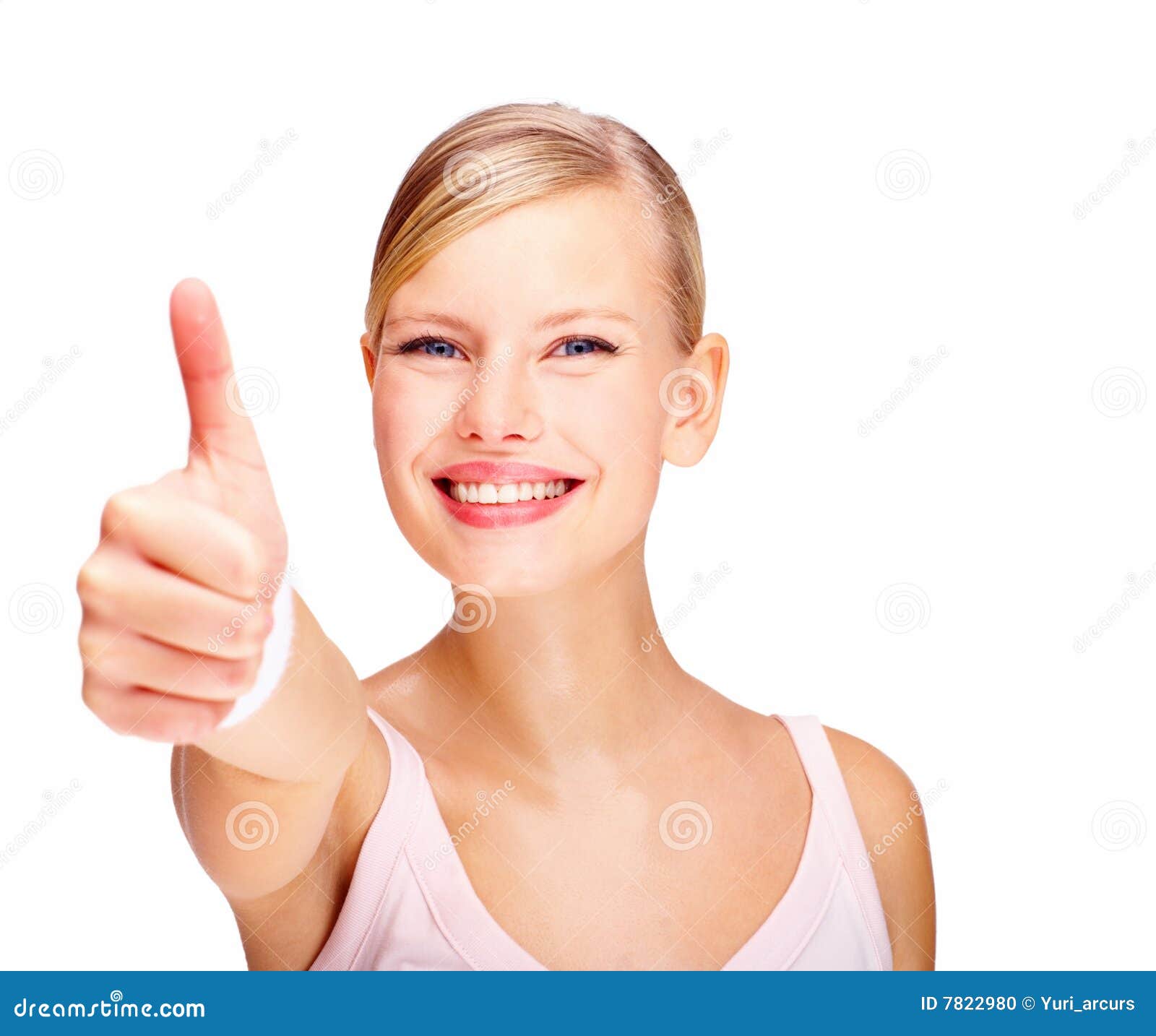 Cute Young Female Showing a Thumbs Up Stock Photo - Image of deal ...