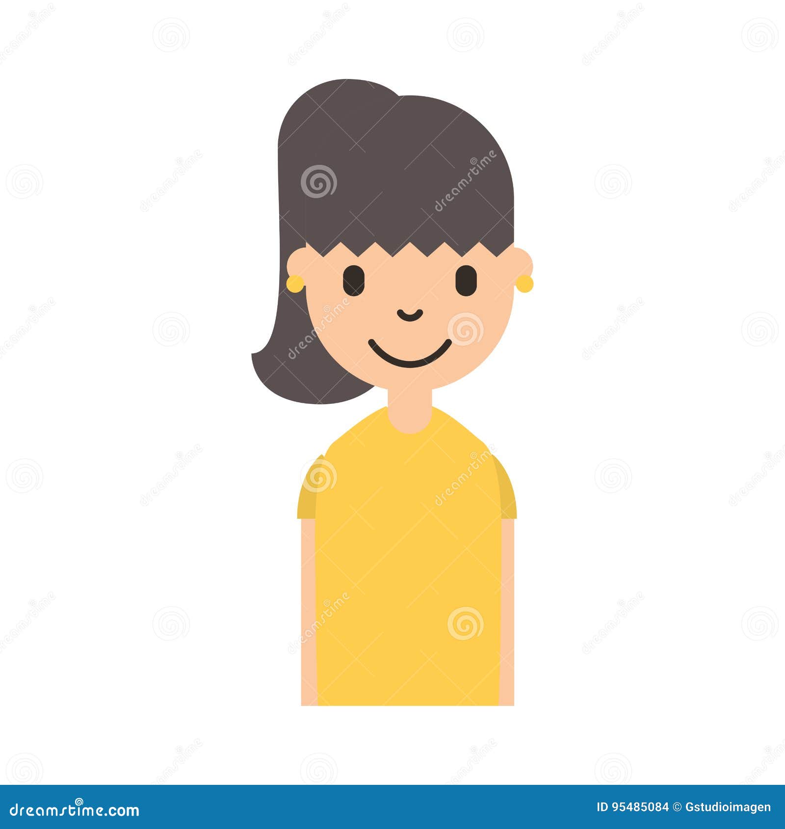 Cute Young Girl Avatar Character Stock Vector - Illustration of simple ...