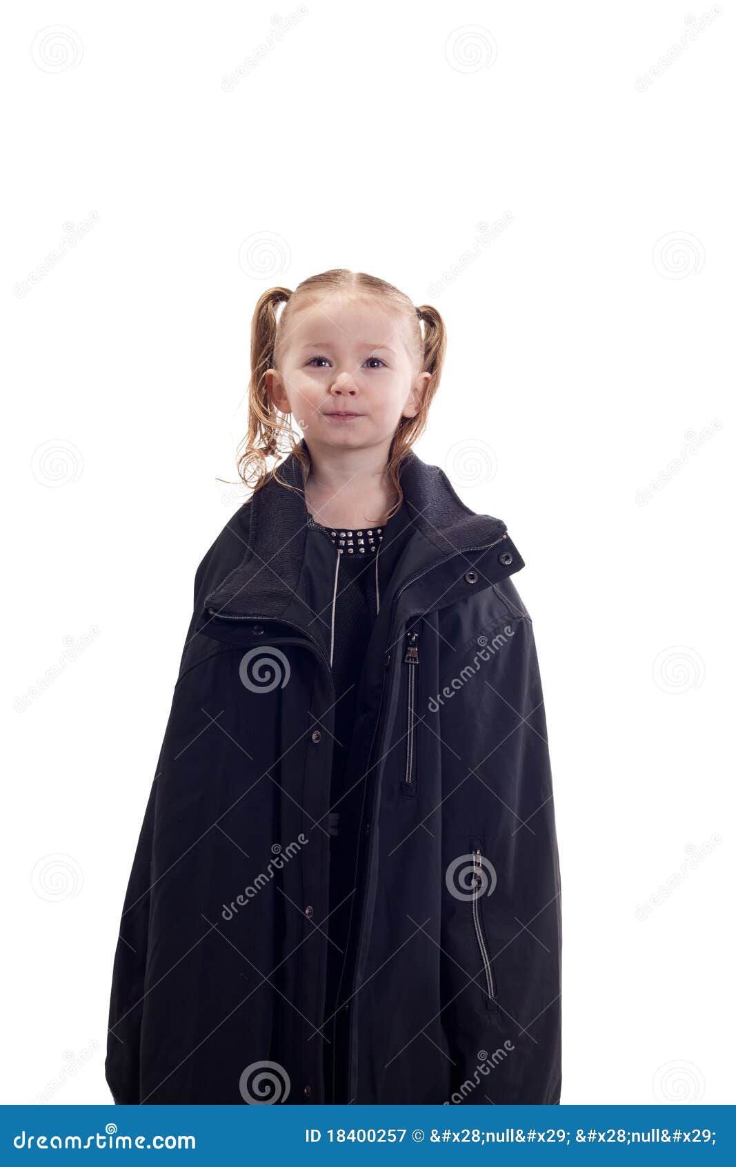 Cute Young Girl with a Black Coat on Stock Image - Image of young, girl ...