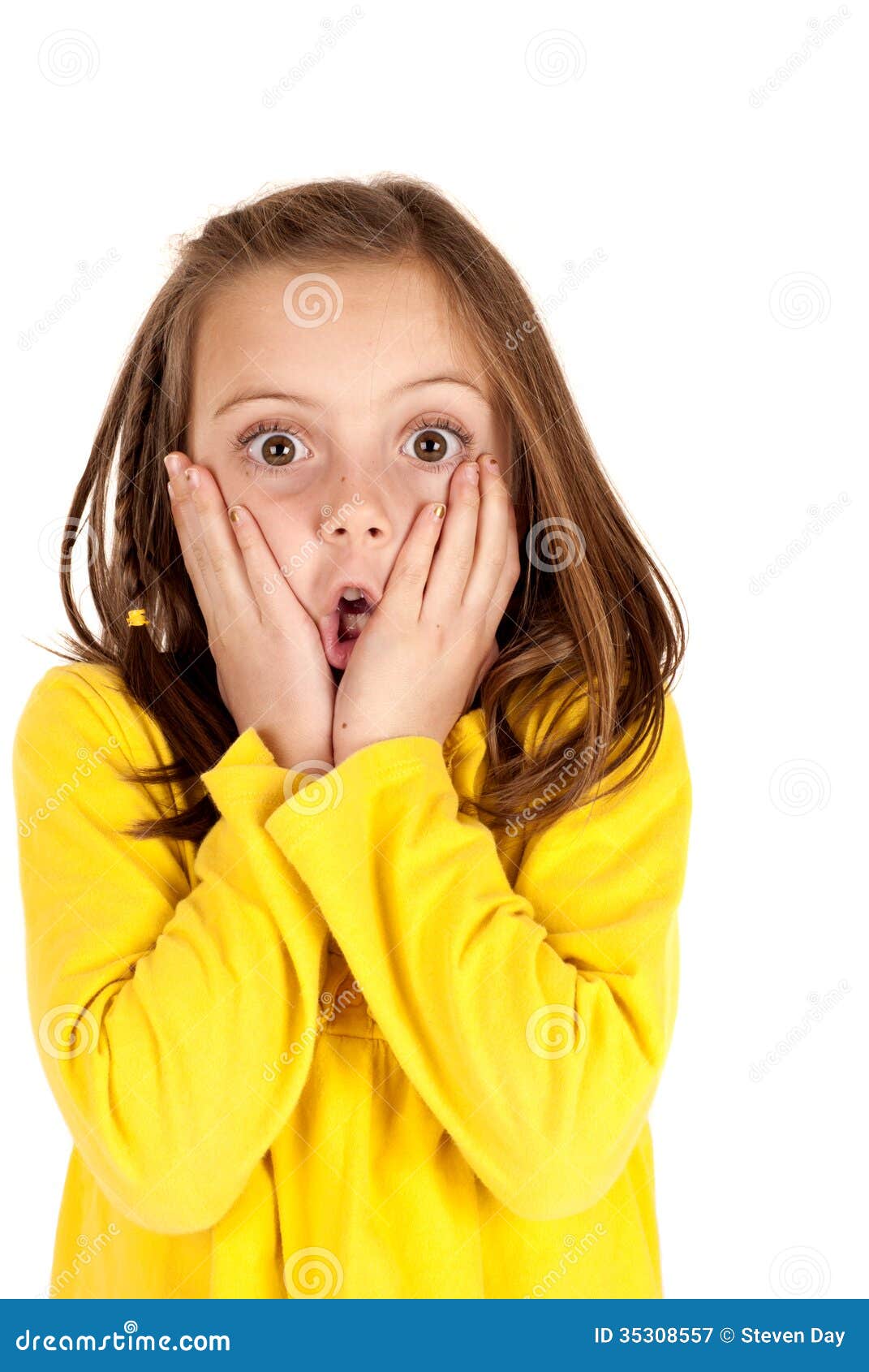 Cute Young Girl with Fun Startled Face Expression Stock Image - Image ...