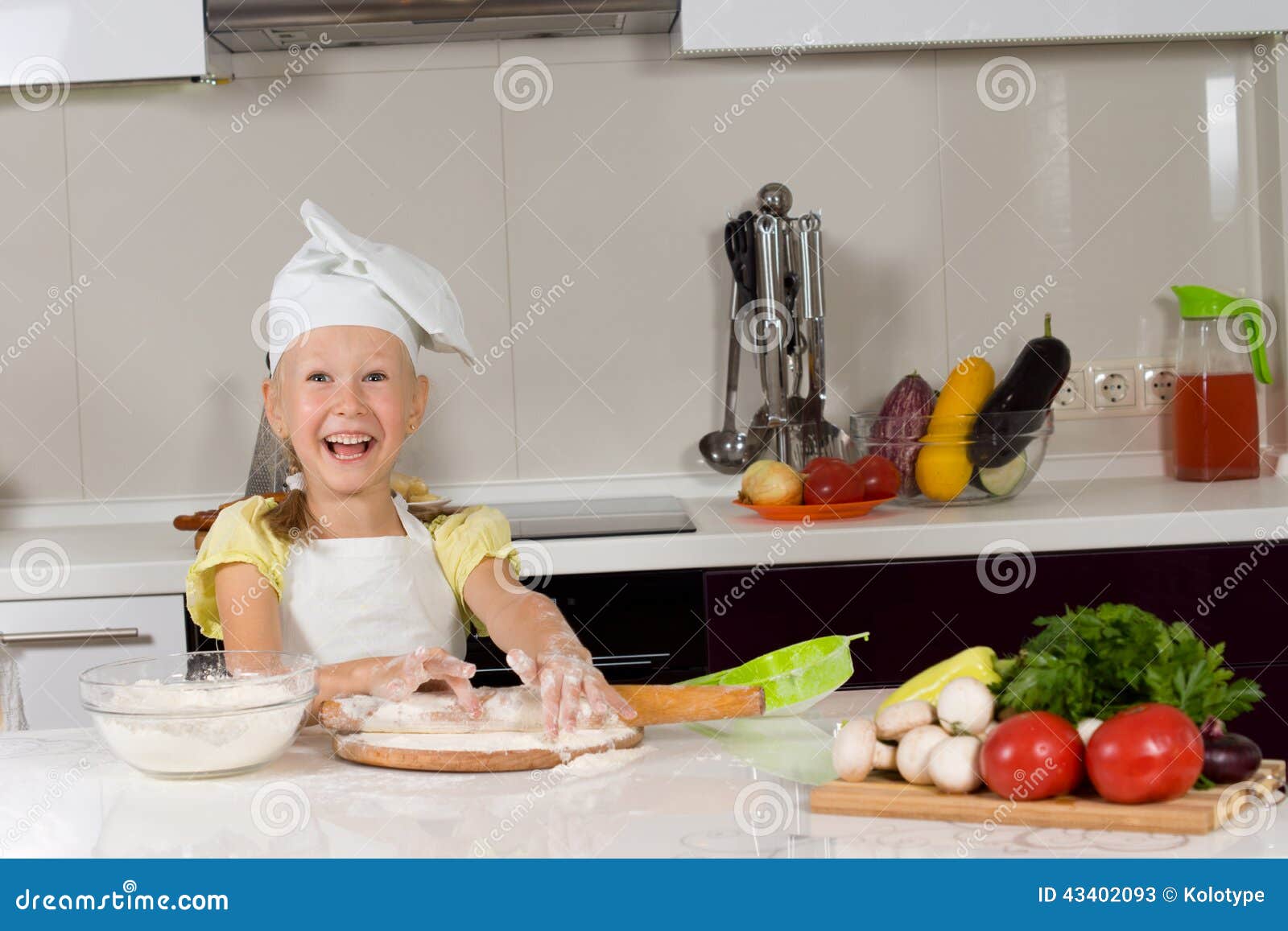 Cute Young Girl in the Kitchen Stock Image - Image of childhood ...