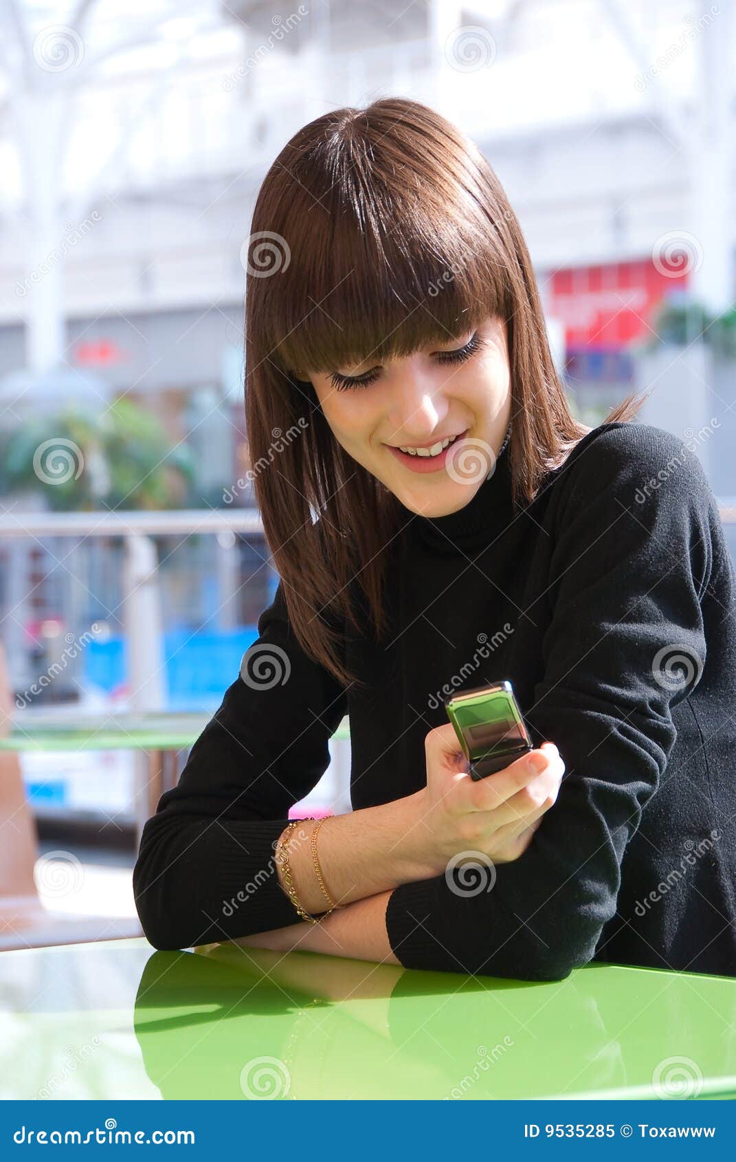 Cute young girl messaging stock image. Image of human - 9535285