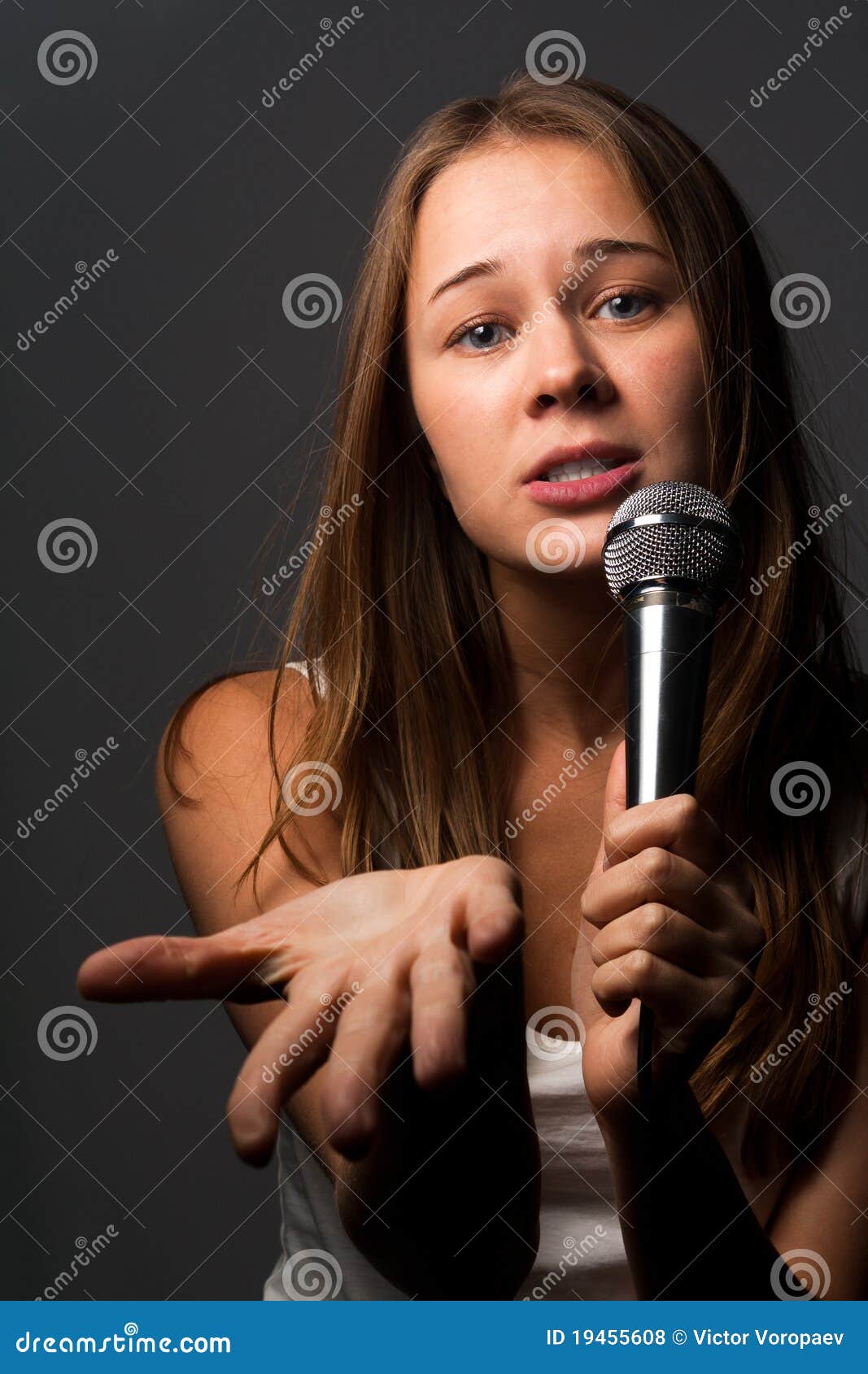 Cute young girl singing stock photo. Image of musical - 19455608