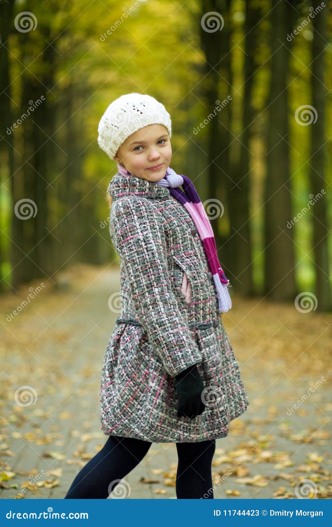 Cute Young Girl Standing Turned Backwards Stock Image - Image of park ...