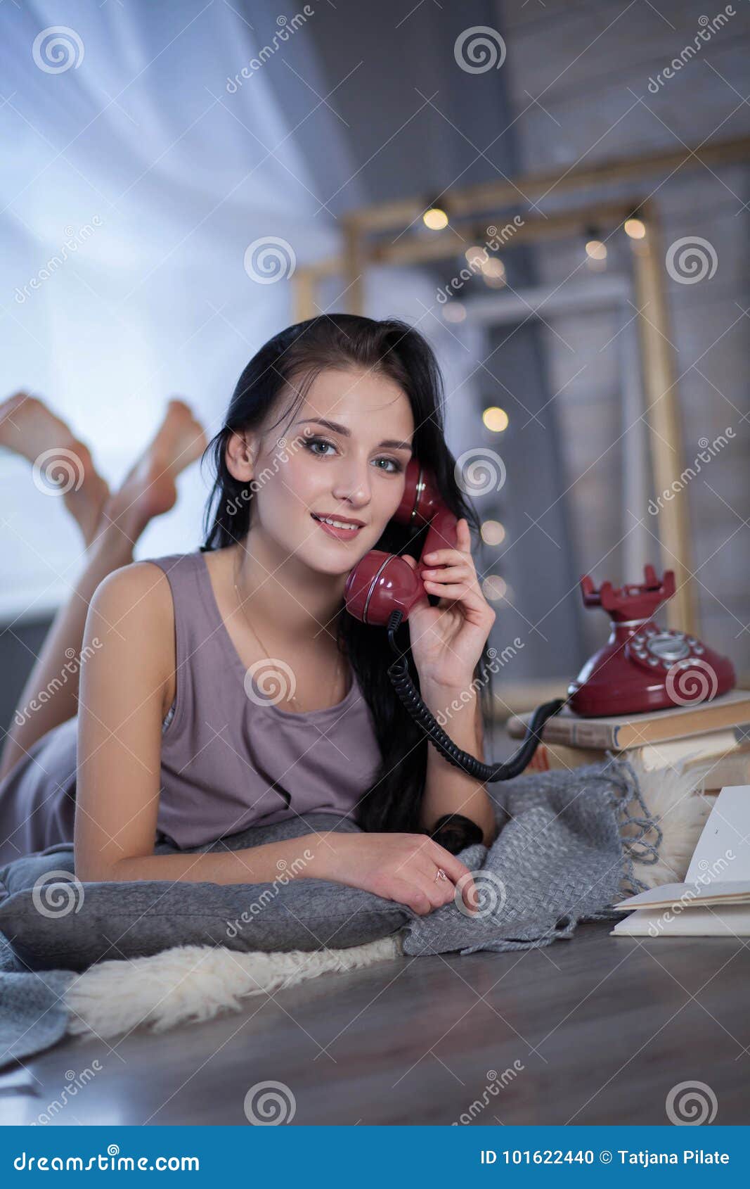 Retro talk stock photo. Image of lifestyle, female, pretty - 101622440