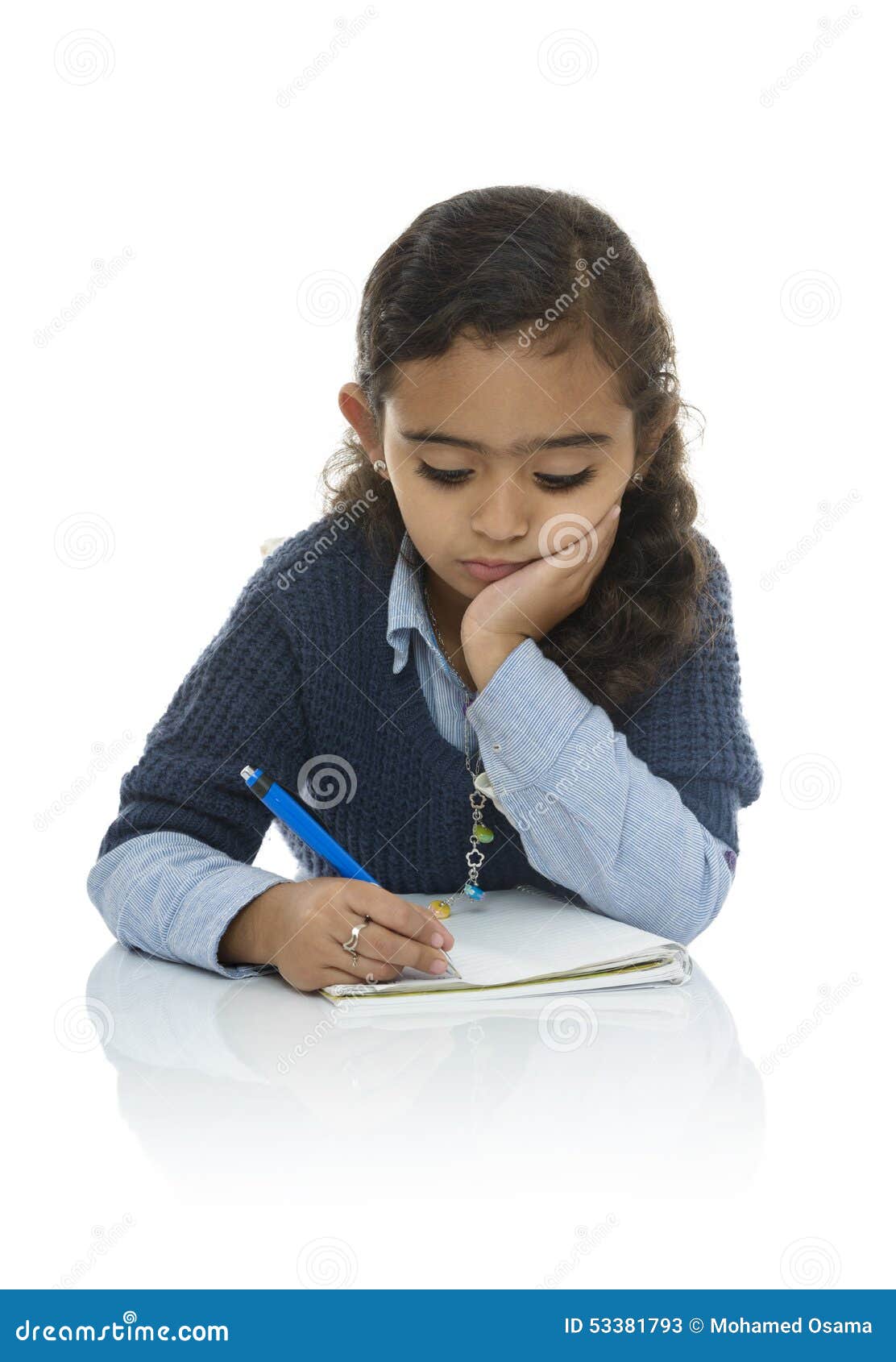 Cute Young Girl Writing stock image. Image of bored, notebook - 53381793