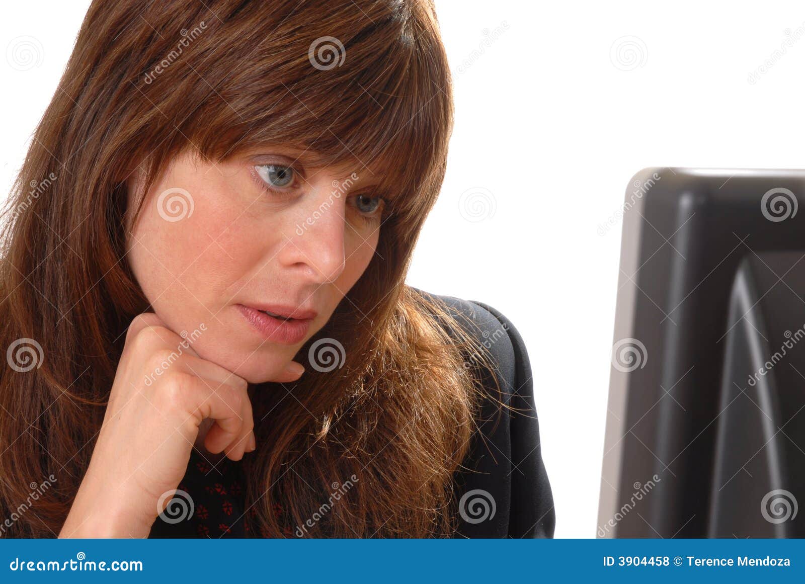 Cute Young Lady Computer User Stock Photo - Image of service ...