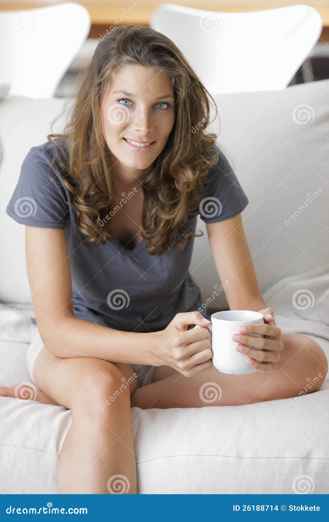 Cute Young Lady with a Cup of Coffee Stock Photo - Image of confidence ...
