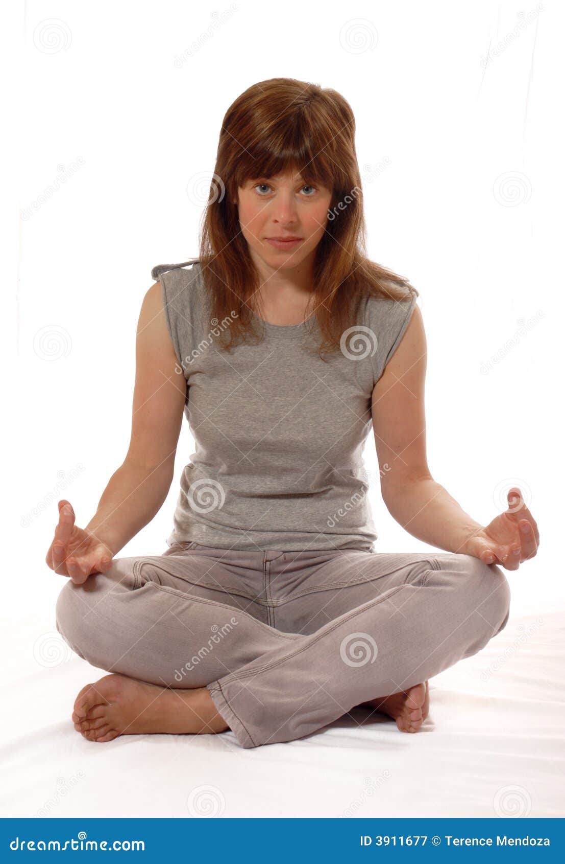 Cute young lady meditating stock image. Image of closeup - 3911677
