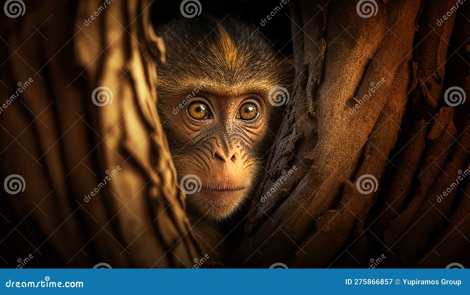 Cute Young Macaque Looking at Camera Closely Generated by AI Stock ...