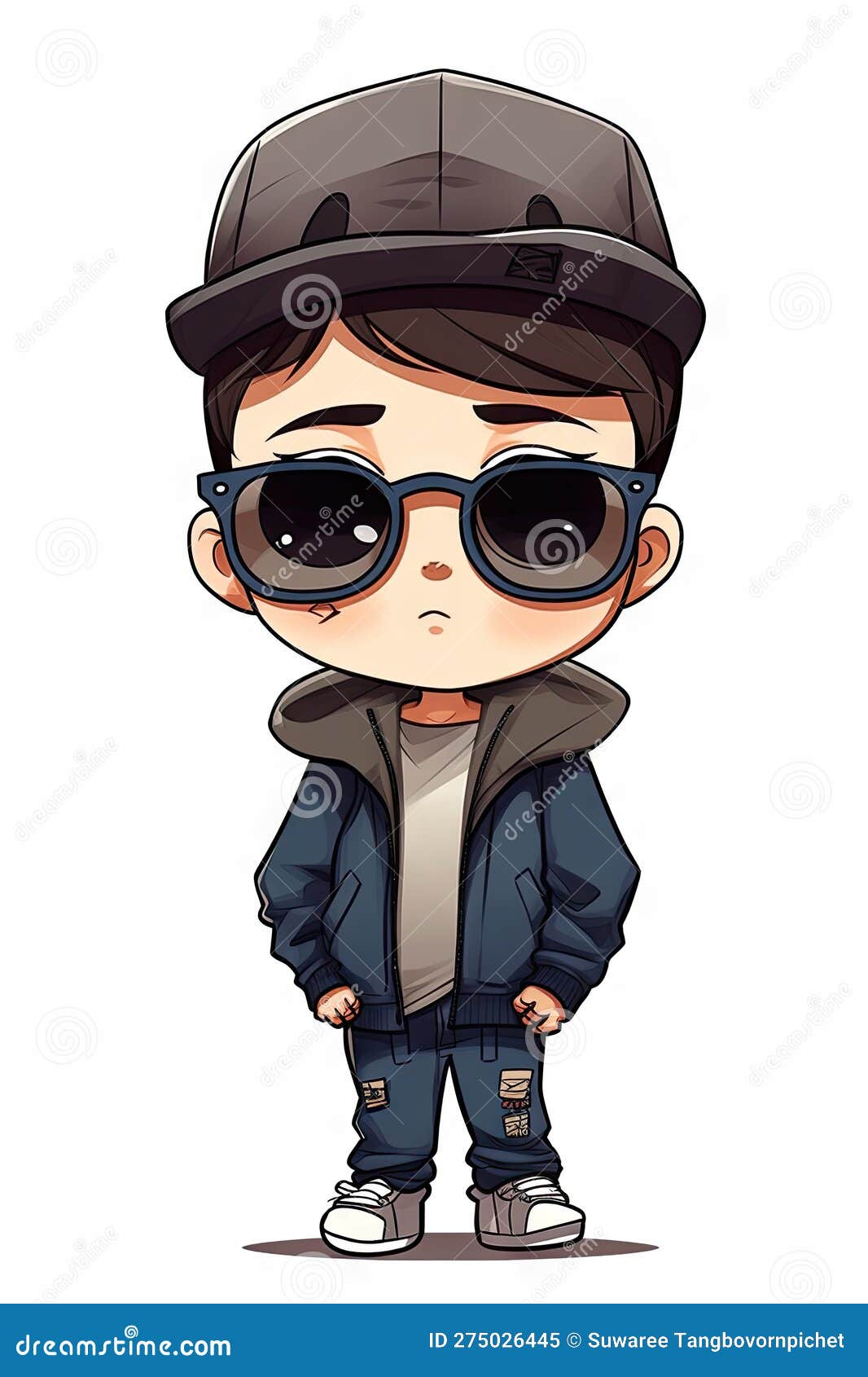 Cute Young Man in Cartoon Style Isolated on White Background Stock ...