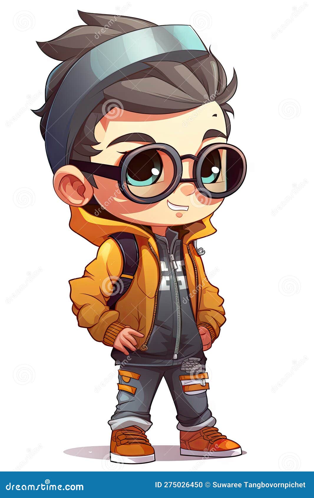 Cute Young Man in Cartoon Style Isolated on White Background Stock ...