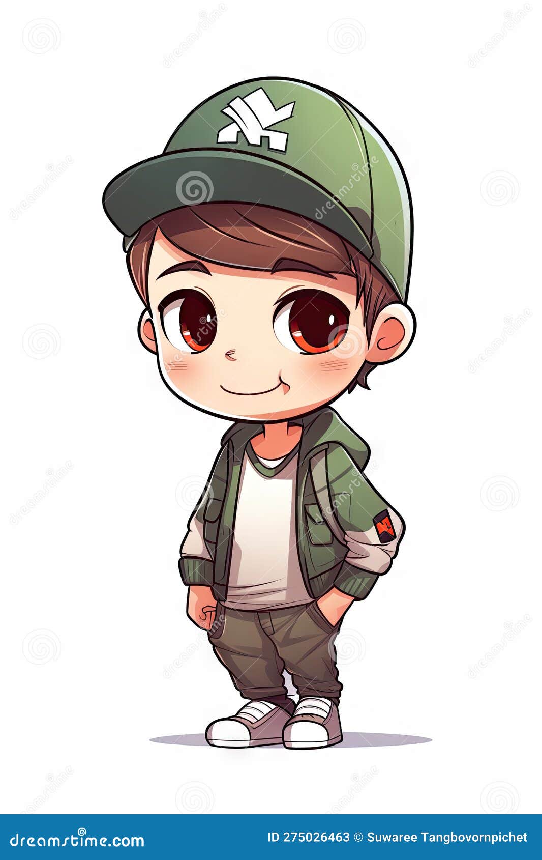 Cute Young Man in Cartoon Style Isolated on White Background Stock ...