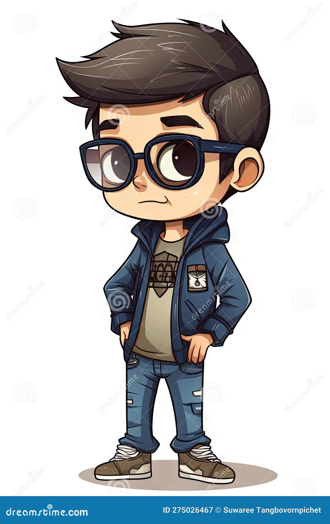 Cute Young Man in Cartoon Style Isolated on White Background Stock ...