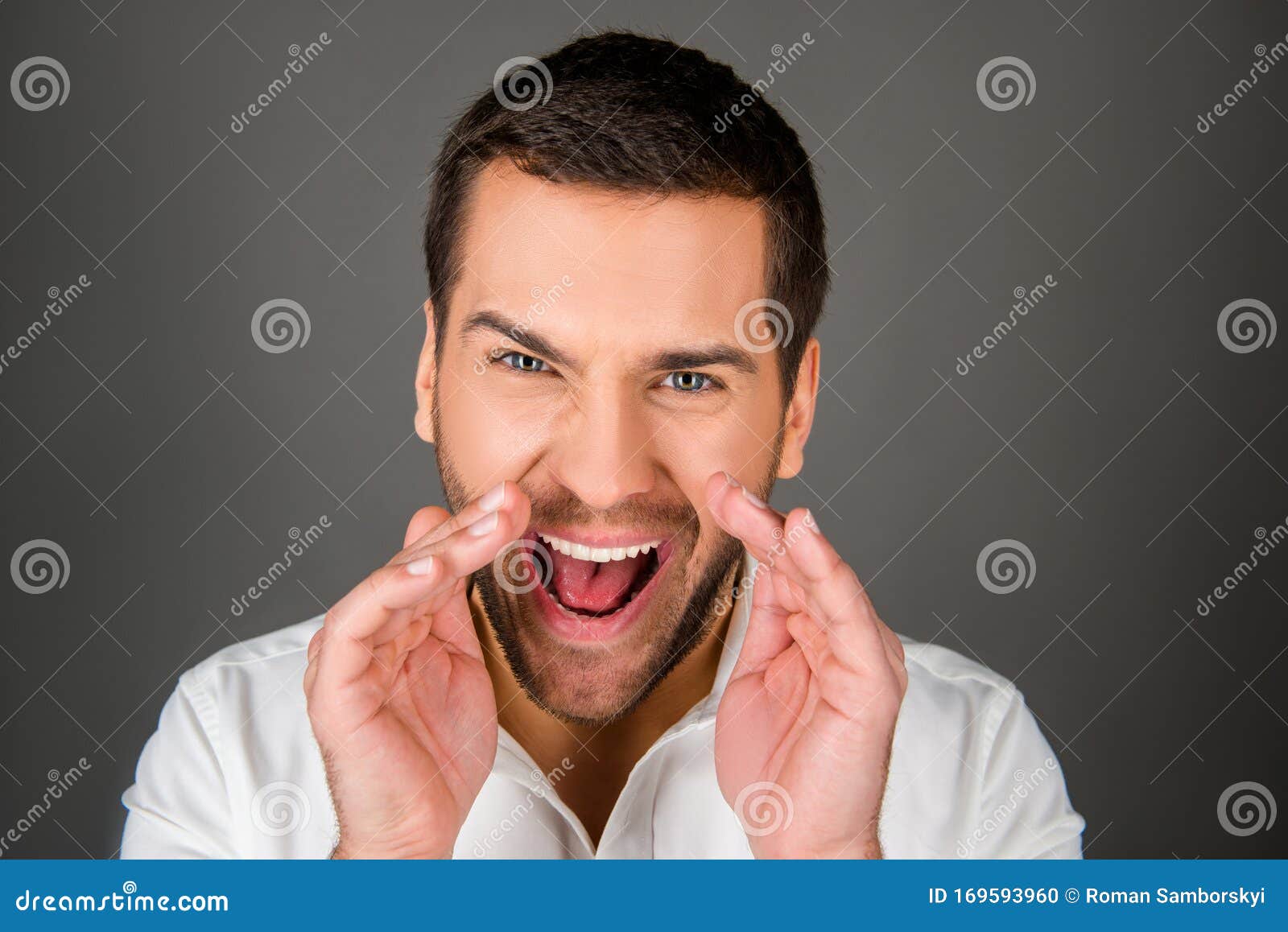 Cute Young Man Screaming Loud Stock Photo - Image of furious, emotions ...