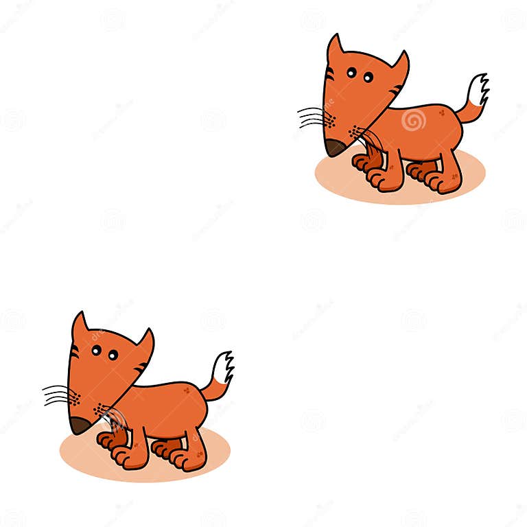 Decorative Pattern Print of a Cute Young Orange Fox with a White ...