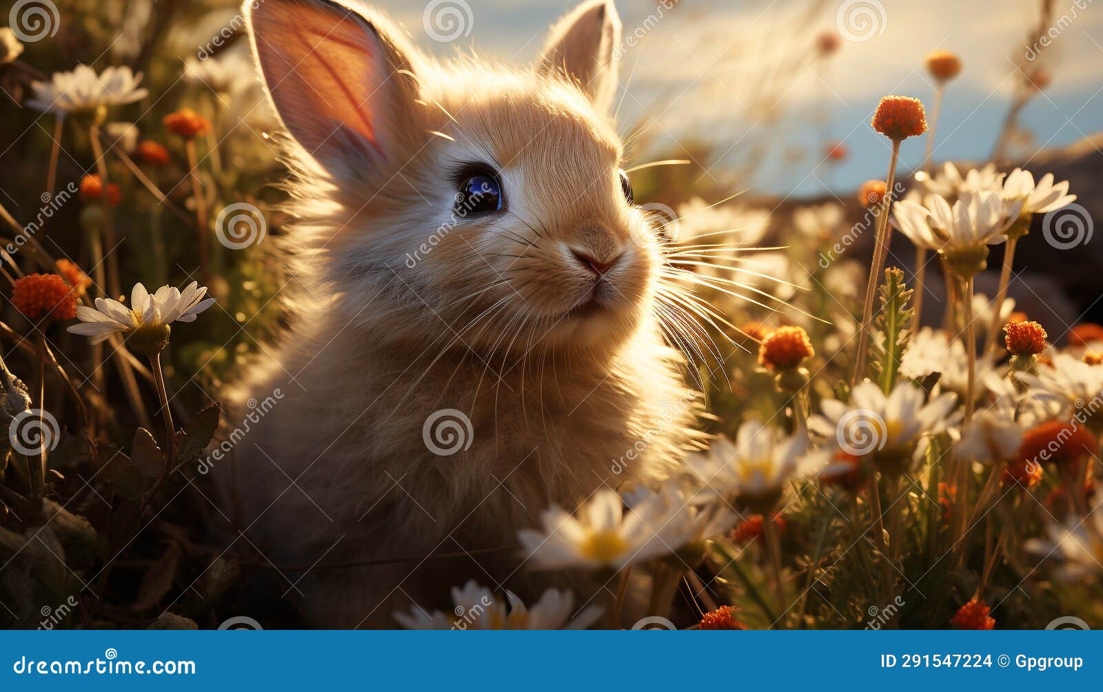 Cute Young Rabbit Sitting in Meadow, Enjoying Nature Generated by AI ...