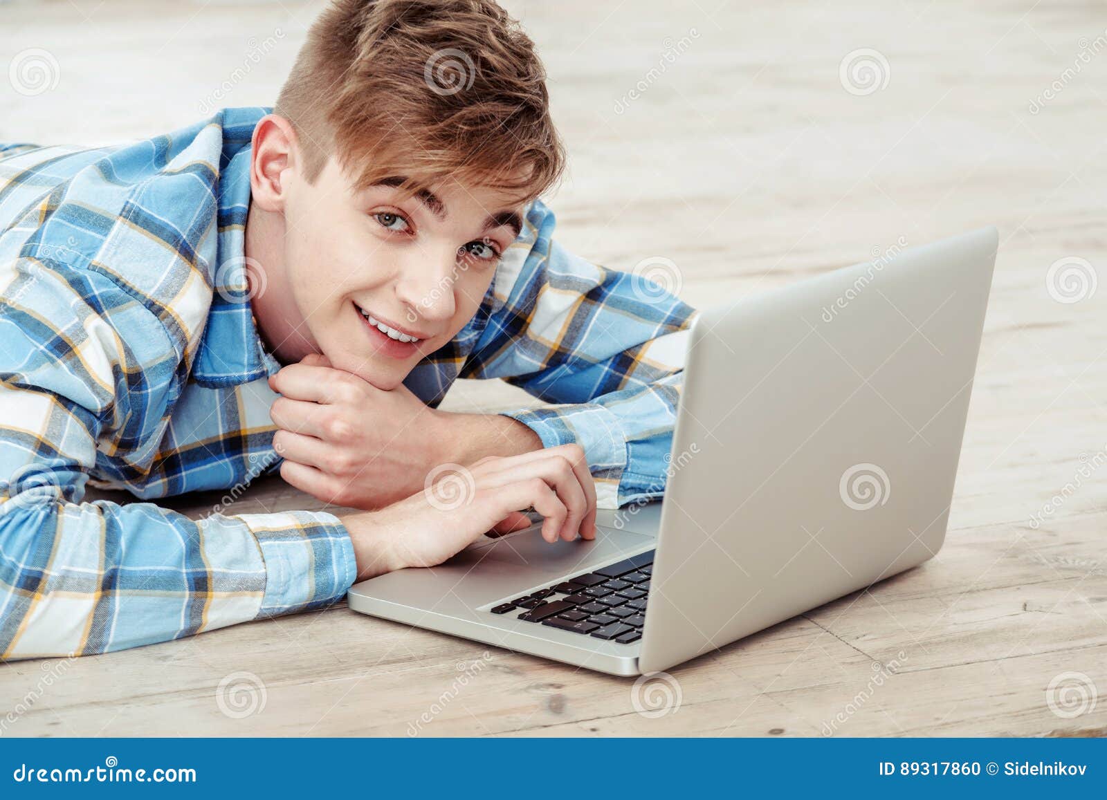 Cute Young Student Using Laptop Stock Photo - Image of hipster ...