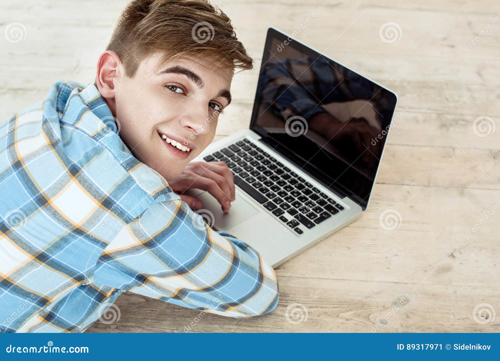 Cute Young Student Using Laptop Stock Image - Image of library, modern ...