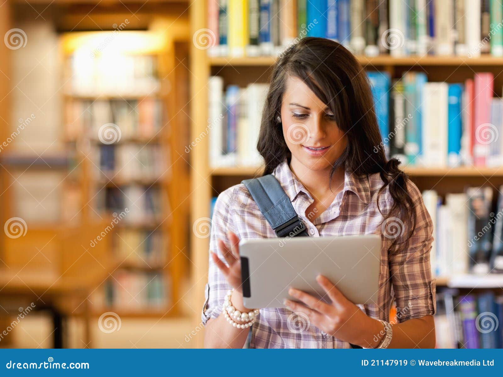 Cute Young Student Using a Tablet Computer Stock Image - Image of ...