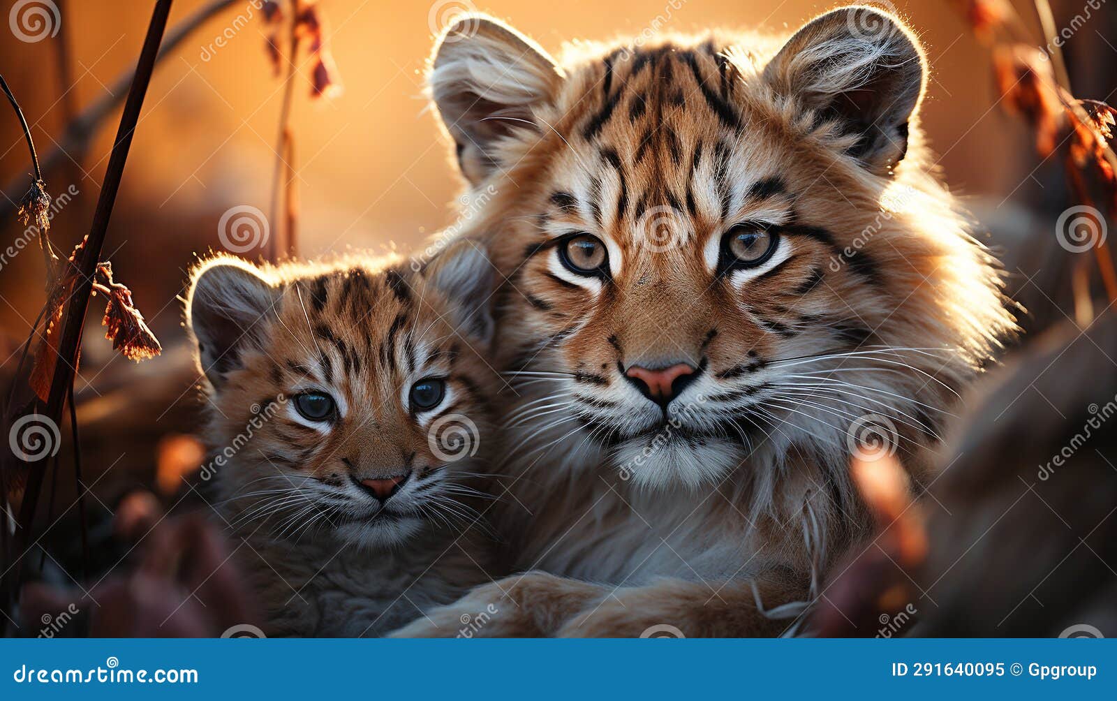 Cute Young Tiger Playing, Staring at Camera, in Nature Generated by AI ...
