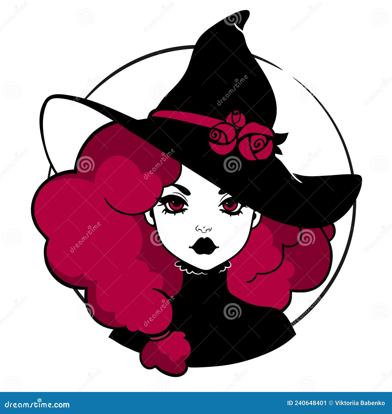 Young Witch with Curvy Curly Hair Stock Vector - Illustration of head ...