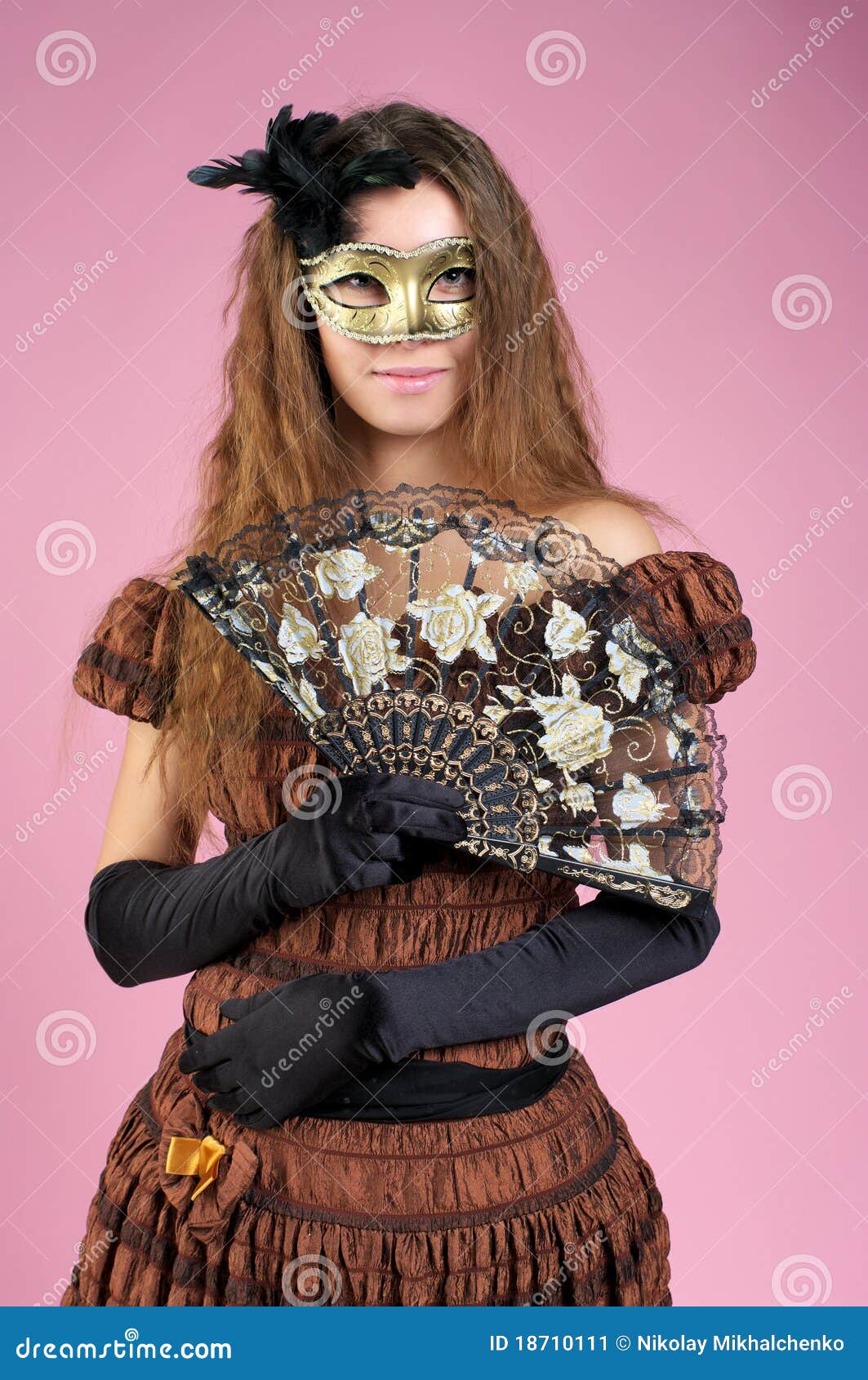 Cute Young Woman with Carnival Mask Stock Image - Image of carnival ...