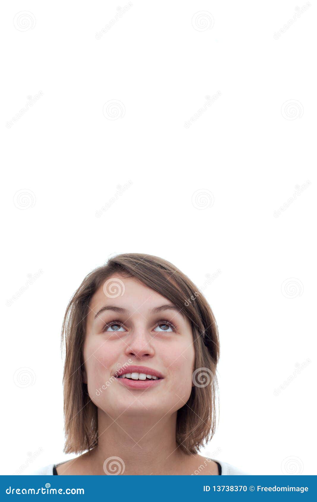 Cute Young Woman Looking Up Stock Photo - Image of color, light: 13738370