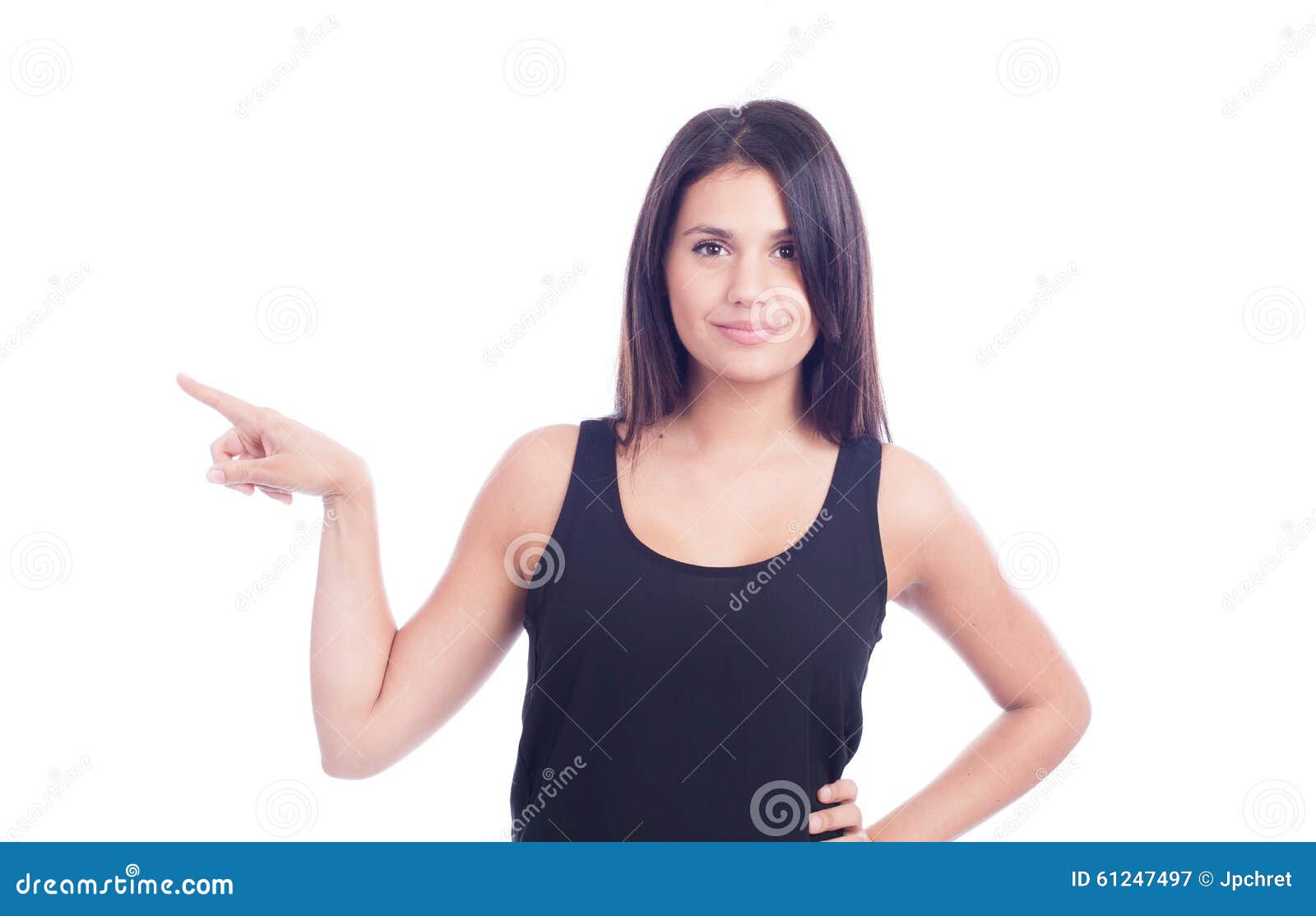 Cute Young Woman Pointing To the Side Stock Image - Image of lady ...