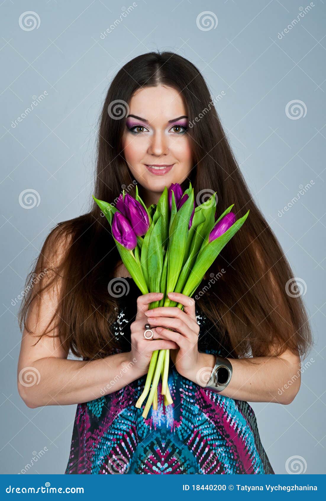 Cute Young Women with the Flowers Stock Photo - Image of friendship ...