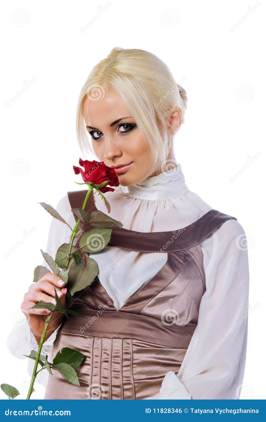 Cute young women with rose stock photo. Image of female - 11828346