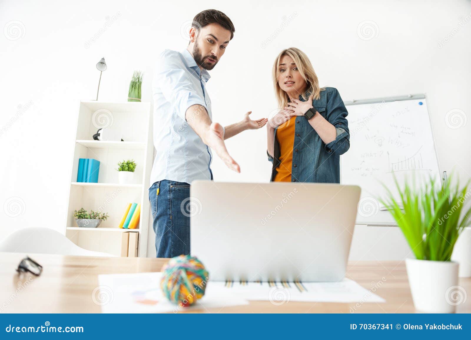 Cute Young Workers are Having Disputable Discussion Stock Image - Image ...