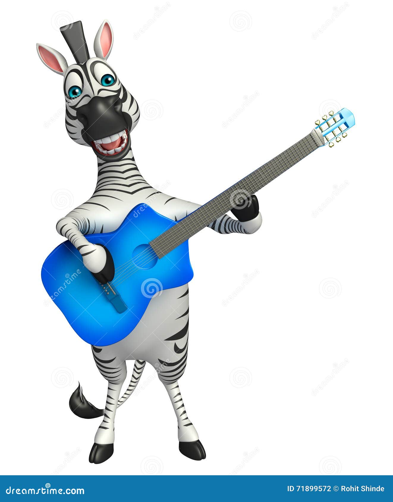 Cute Zebra Cartoon Character with Guitar Stock Illustration ...