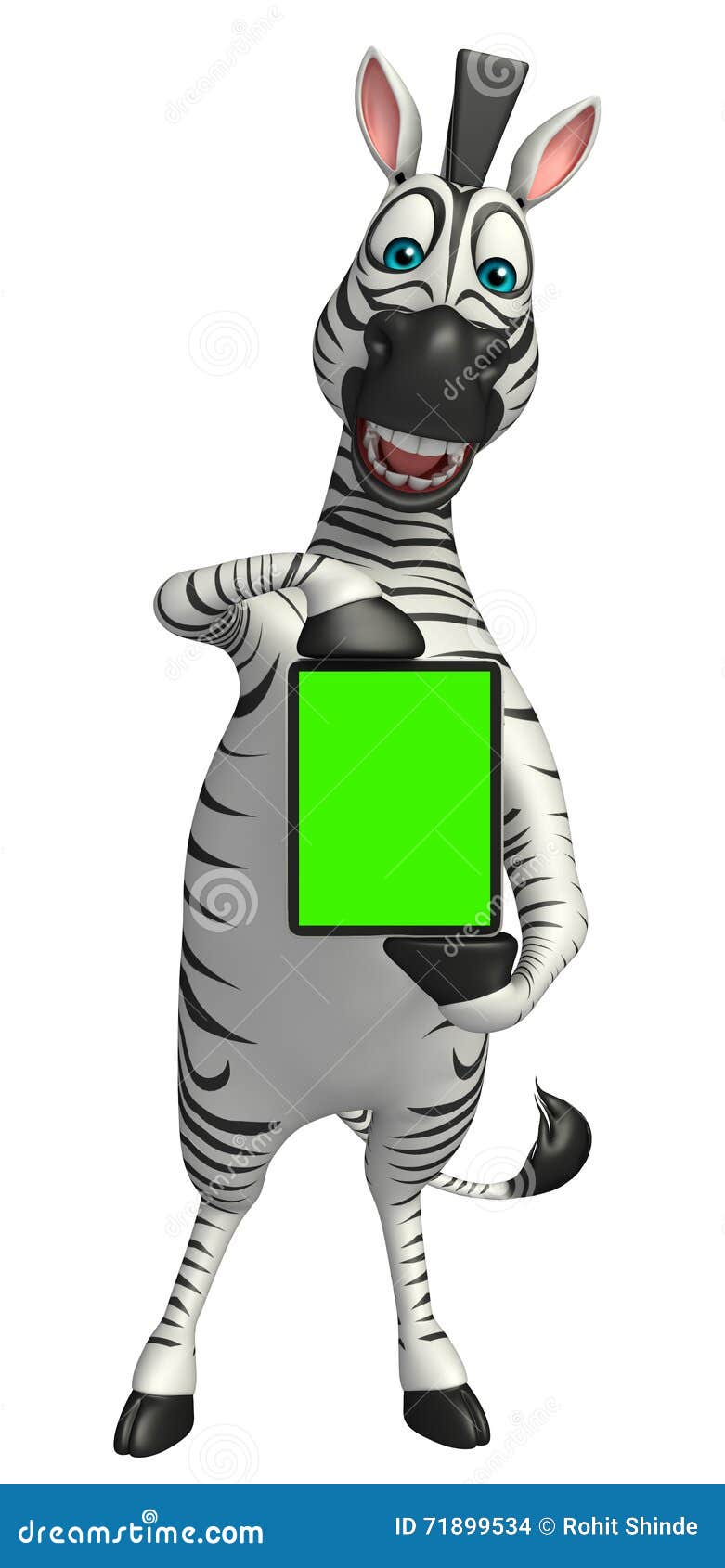 Cute Zebra Cartoon Character with Tab Stock Illustration - Illustration ...