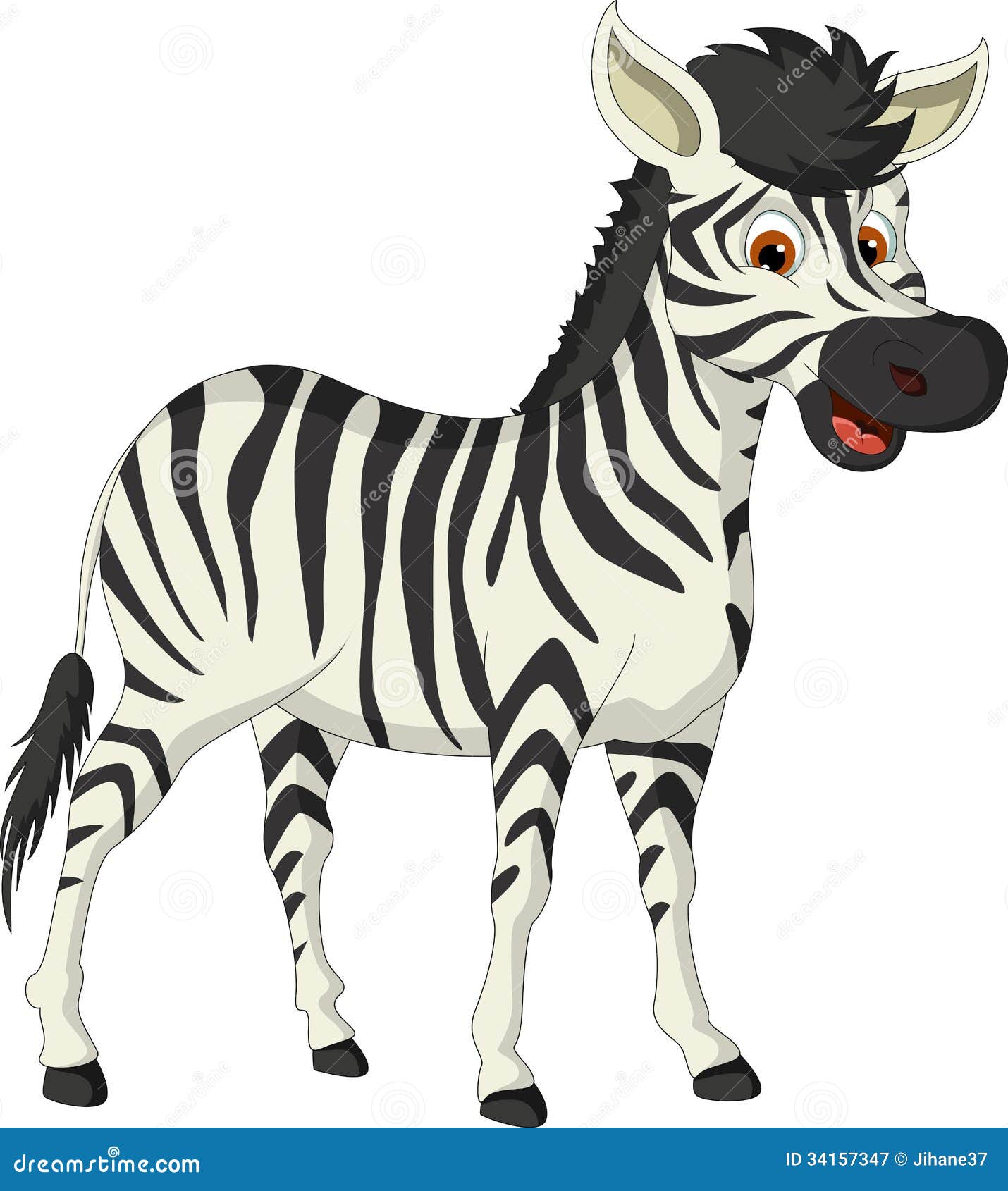 Cute zebra cartoon stock illustration. Illustration of smile - 34157347