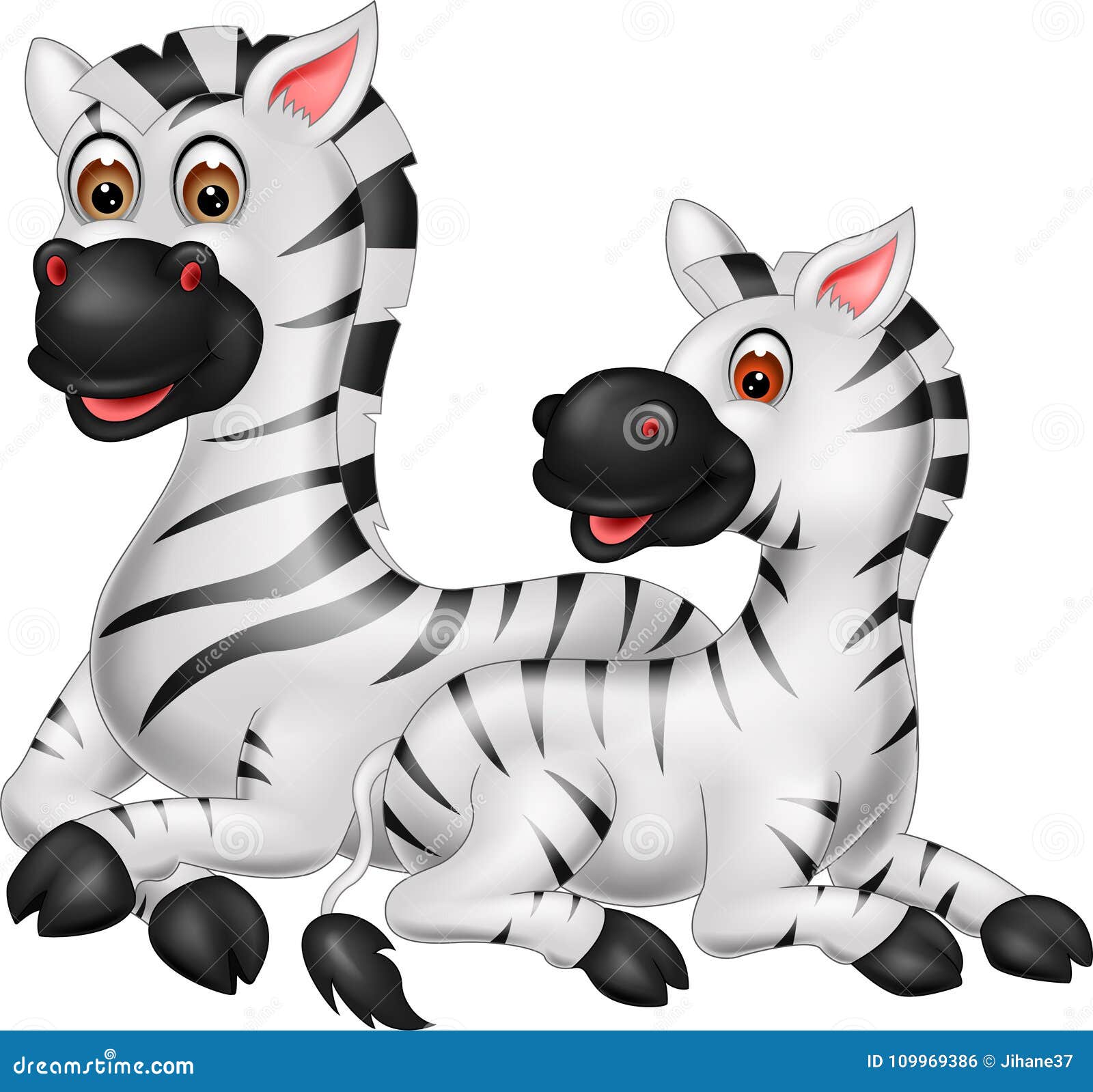 Cute Zebra Cartoon Sitting with Smile Stock Illustration - Illustration ...