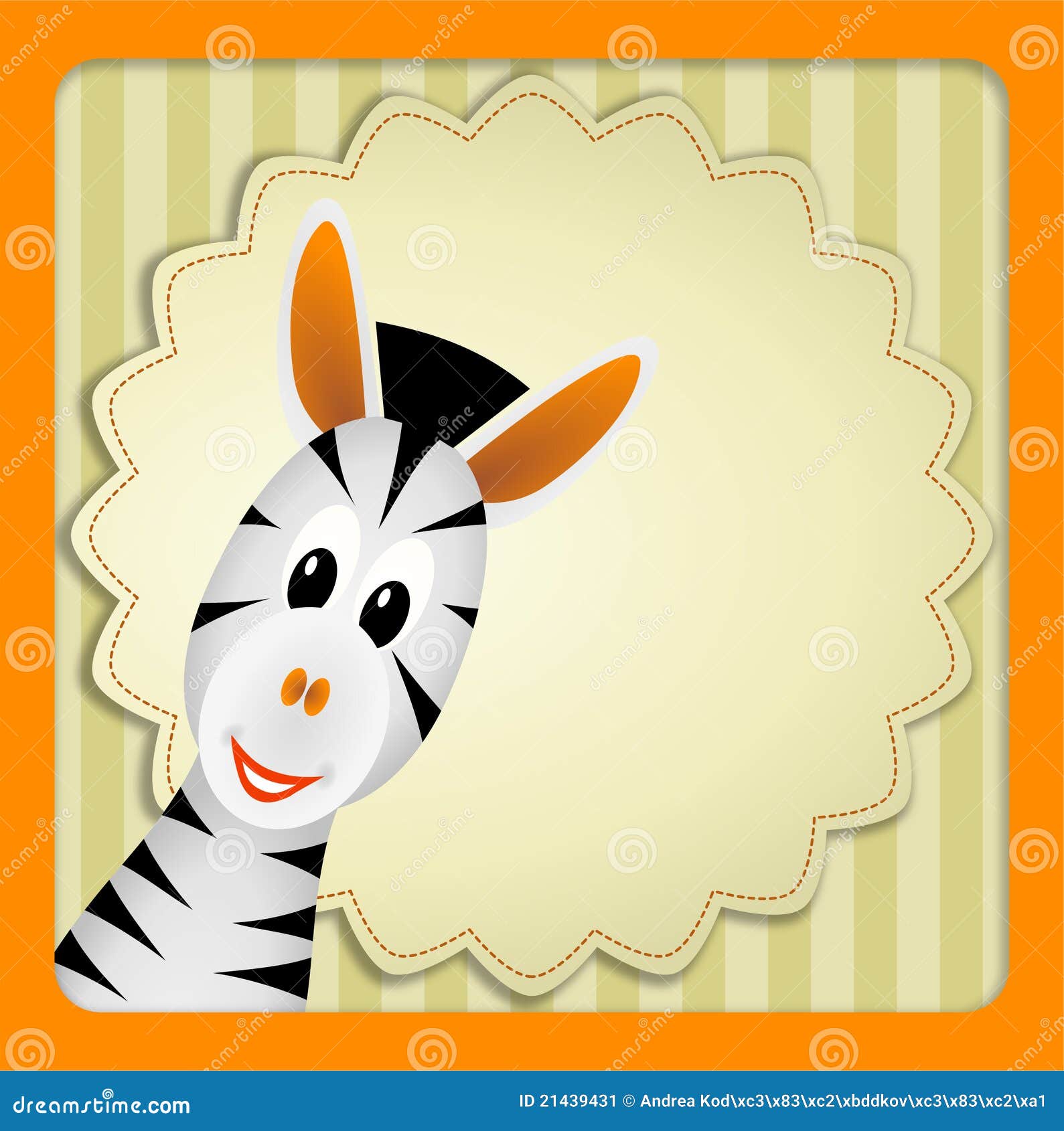 Cute Zebra on Decorative Background Stock Illustration - Illustration ...