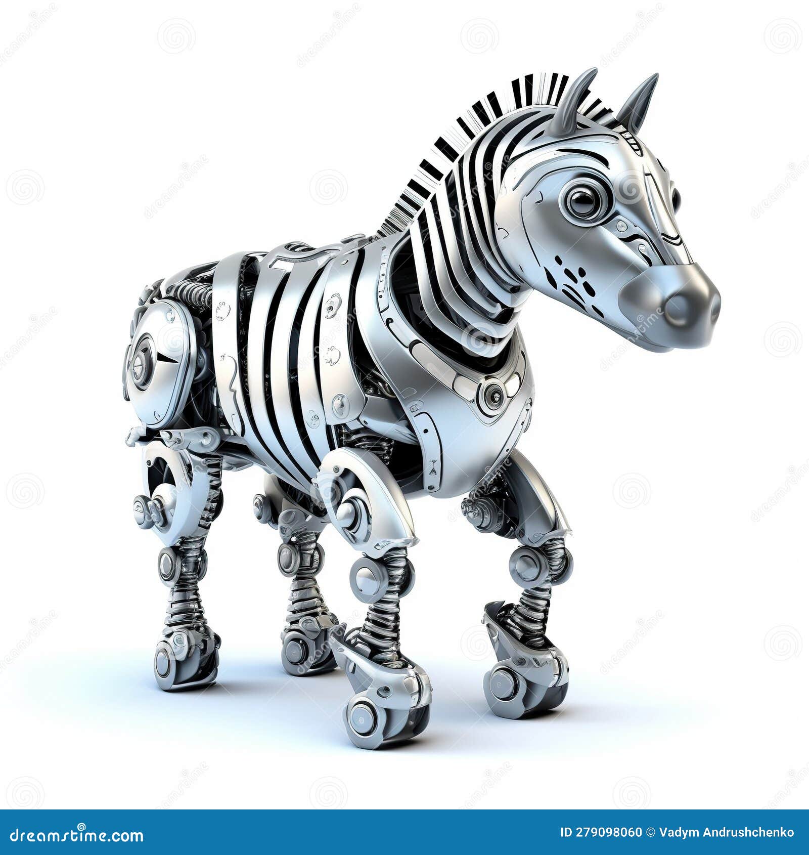 Cute Zebra Robot, Robotic Animal Isolated Over White Background ...