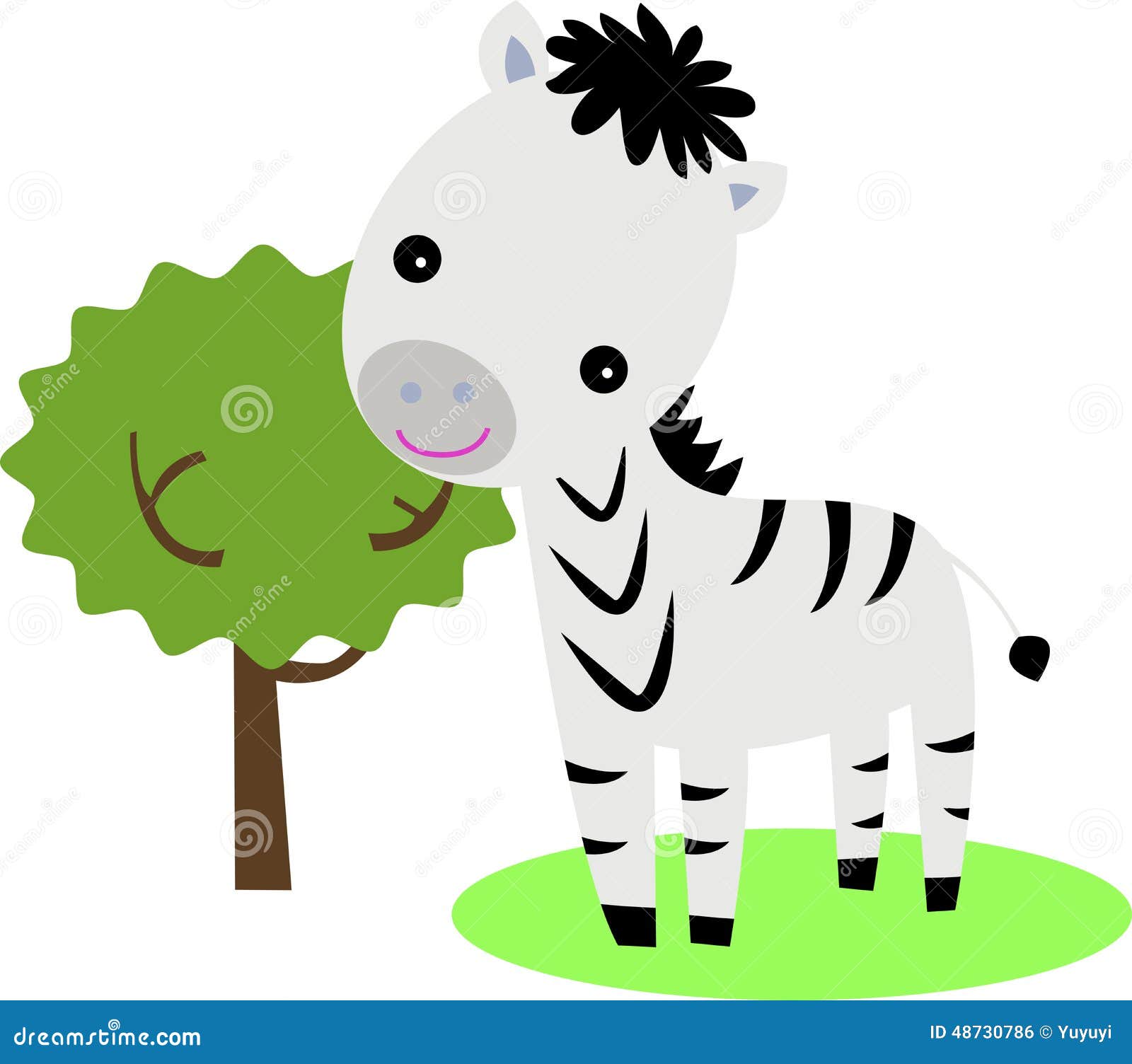 Cute zebra and tree stock vector. Illustration of funny - 48730786