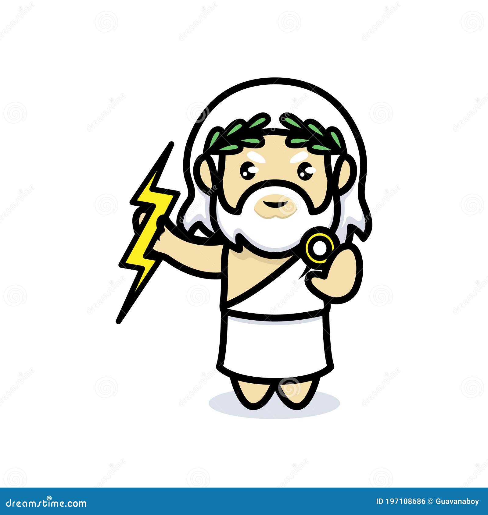 Cute Zeus God of Thunder Mascot Design Stock Illustration ...
