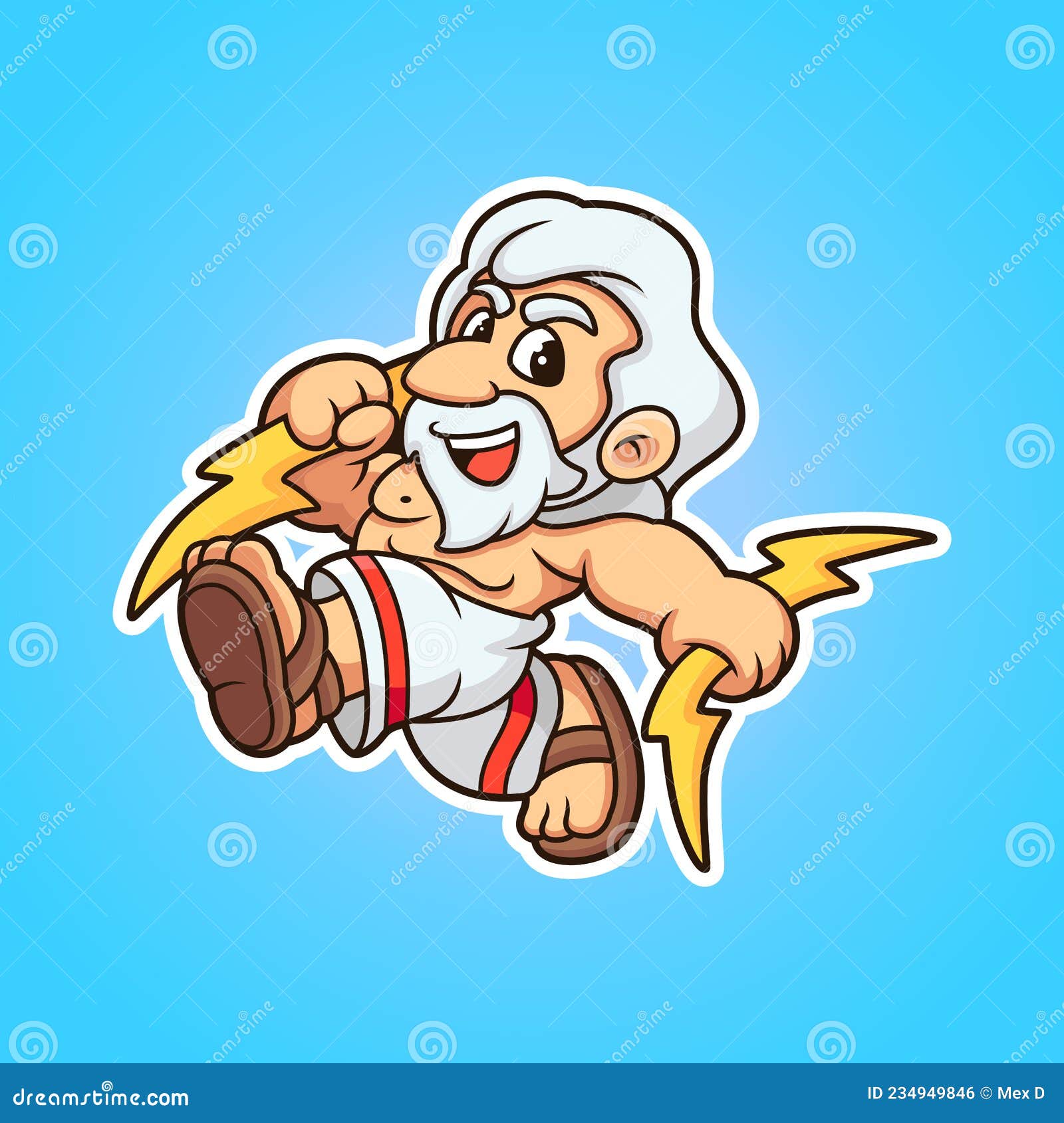 Cute Zeus Holding Lighting Bolt Cartoon Stock Vector - Illustration of ...