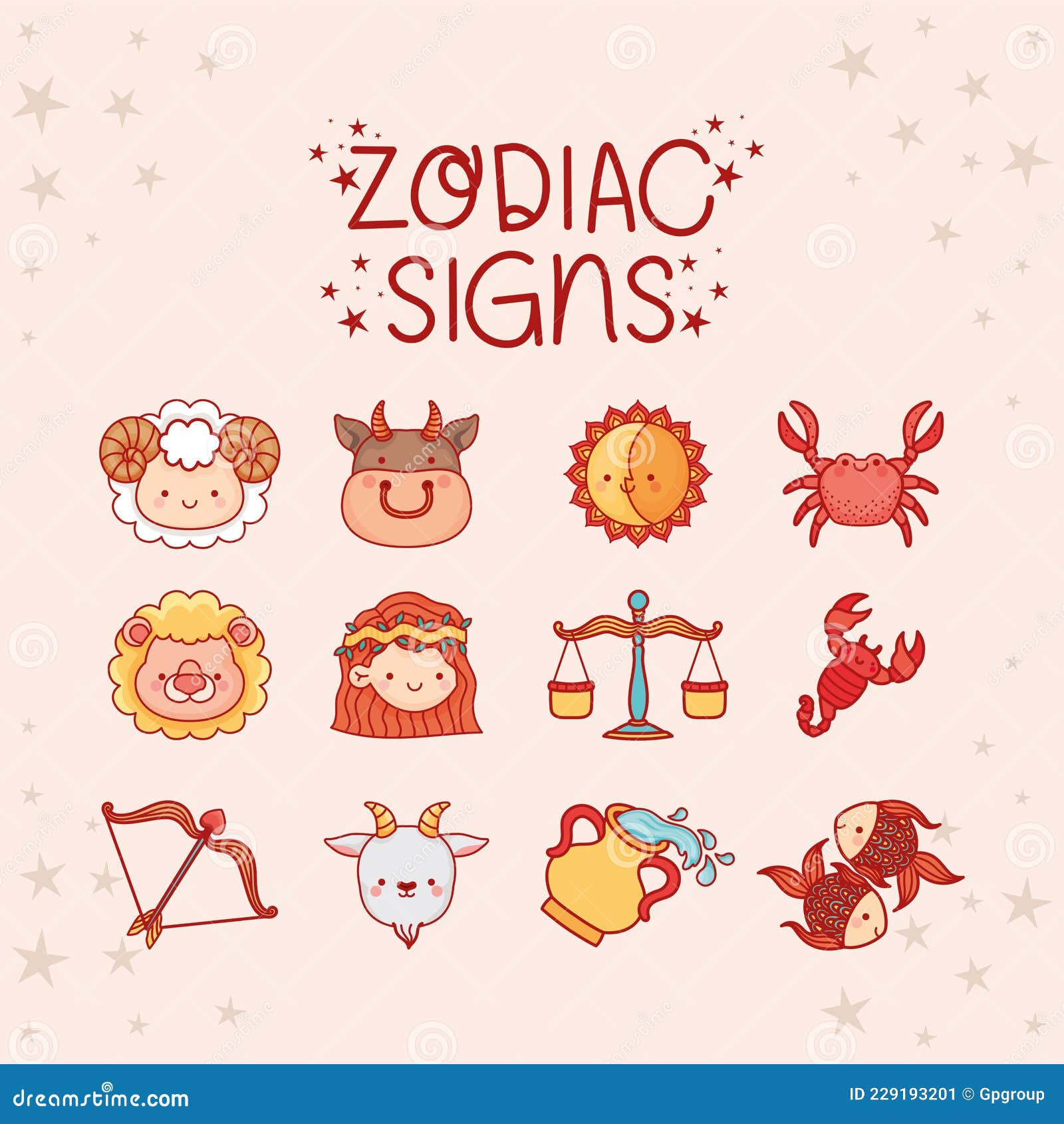 Cute zodiac signs stock vector. Illustration of capricorn - 229193201