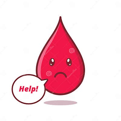 Sad Blood Drop Asks for Help Character Stock Vector - Illustration of ...