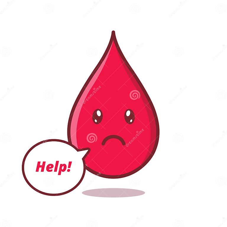 Sad Blood Drop Asks for Help Character Stock Vector - Illustration of ...