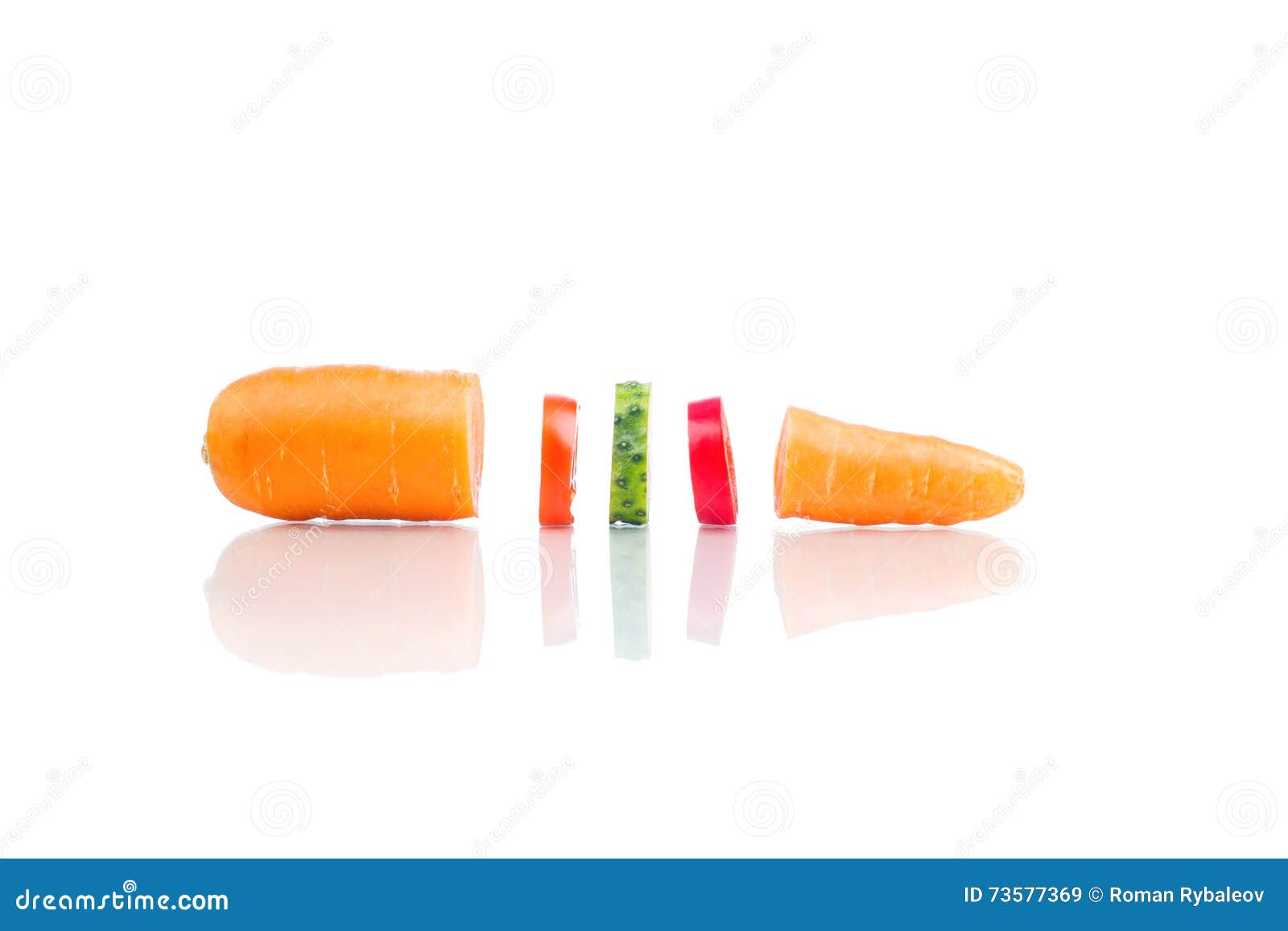 Cuted Carrot with Pieces of Vegetables Isolated on White Stock Image ...